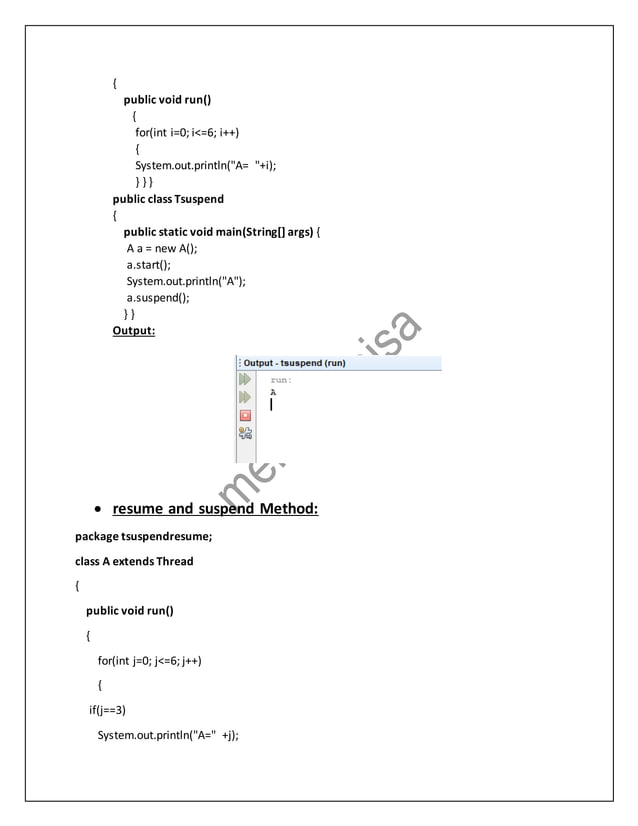 Methods Of Thread Class | DOCX | Computing | Technology & Computing