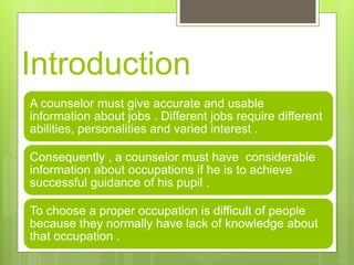 Methods of collecting and presenting occupational information | PPTX