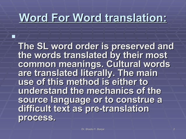 Methods Of Translation | PPT