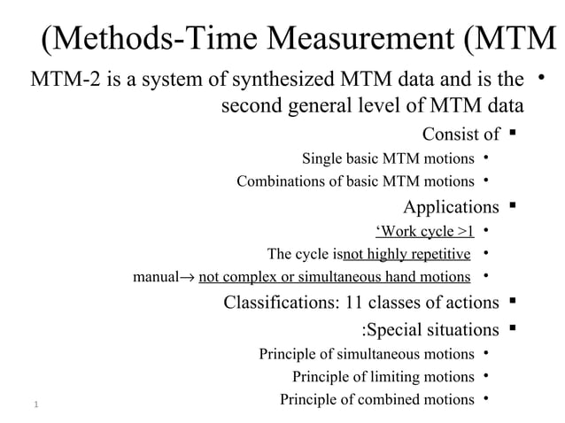 Methods time measurement (mtm) | PPT