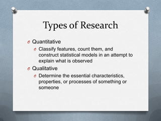 Social Research: Part II Types of Research | PPTX