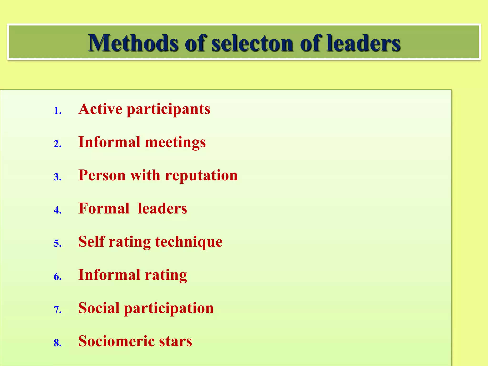 Methods and classification of leaders | PPTX | Executive Leadership ...