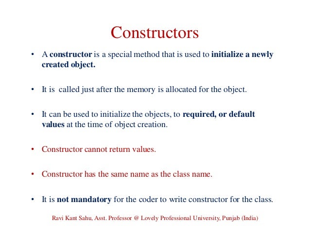 Methods and constructors