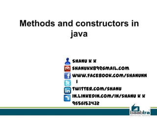 Methods and constructors in java | PPTX | Programming Languages | Computing
