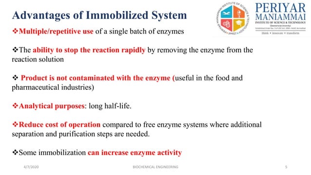 Methods of enzyme immobilization and its effect on mass transfer | PPTX ...