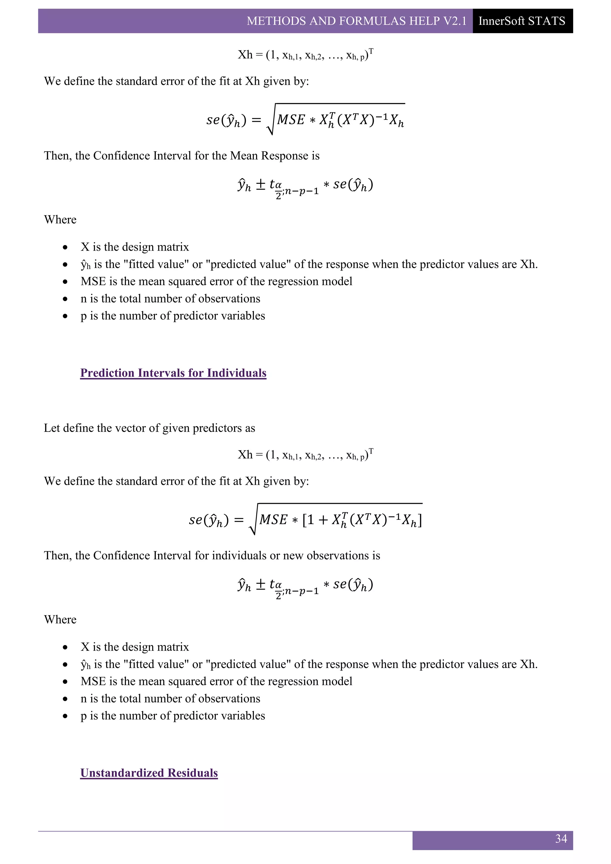 InnerSoft STATS - Methods and formulas help | PDF