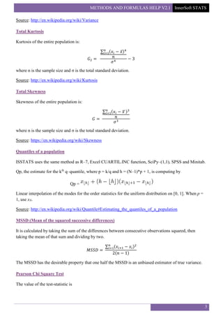 InnerSoft STATS - Methods and formulas help | PDF