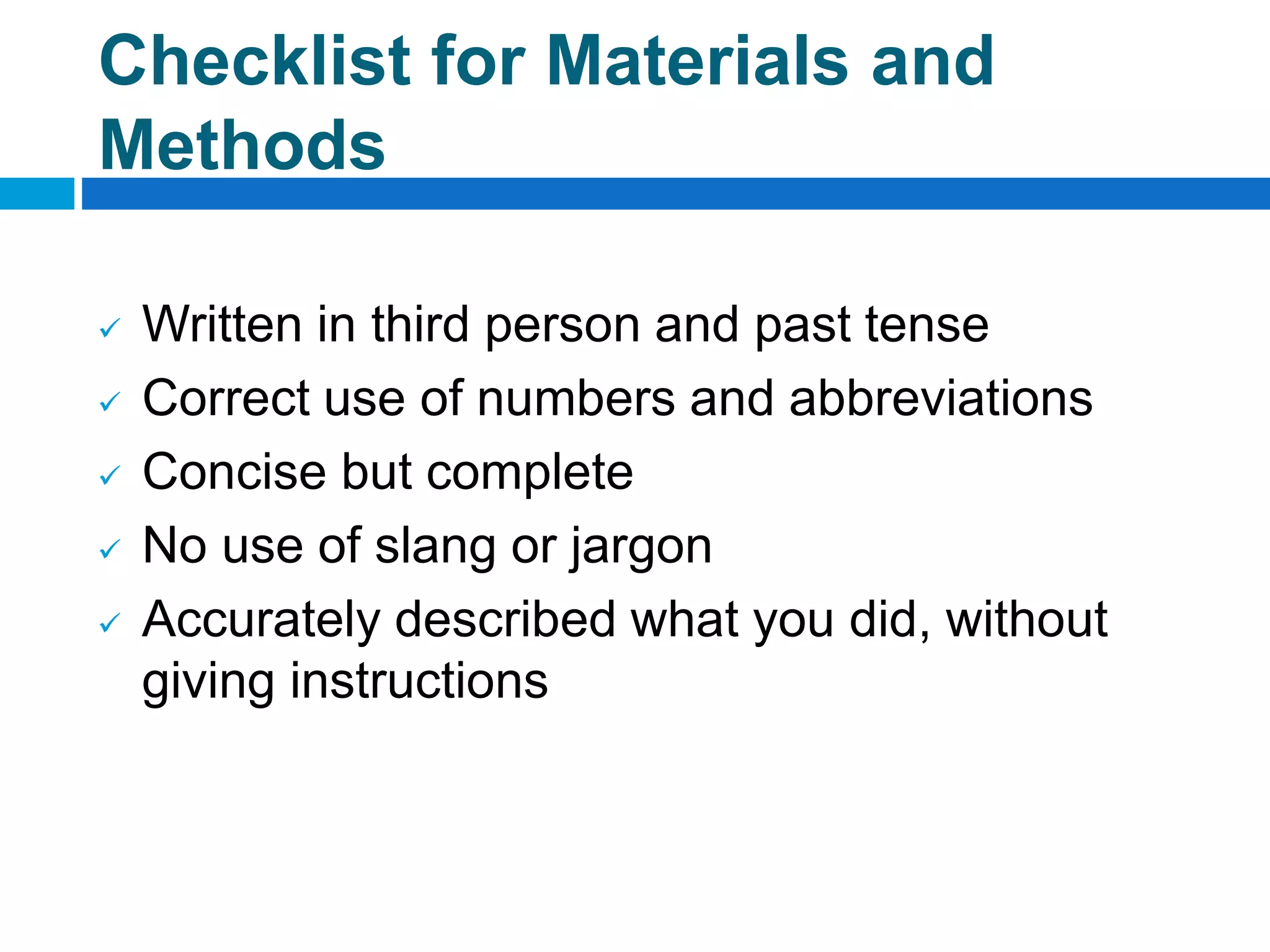 Guidelines in Scientific Writing (Materials and Methods) | PPTX | Science
