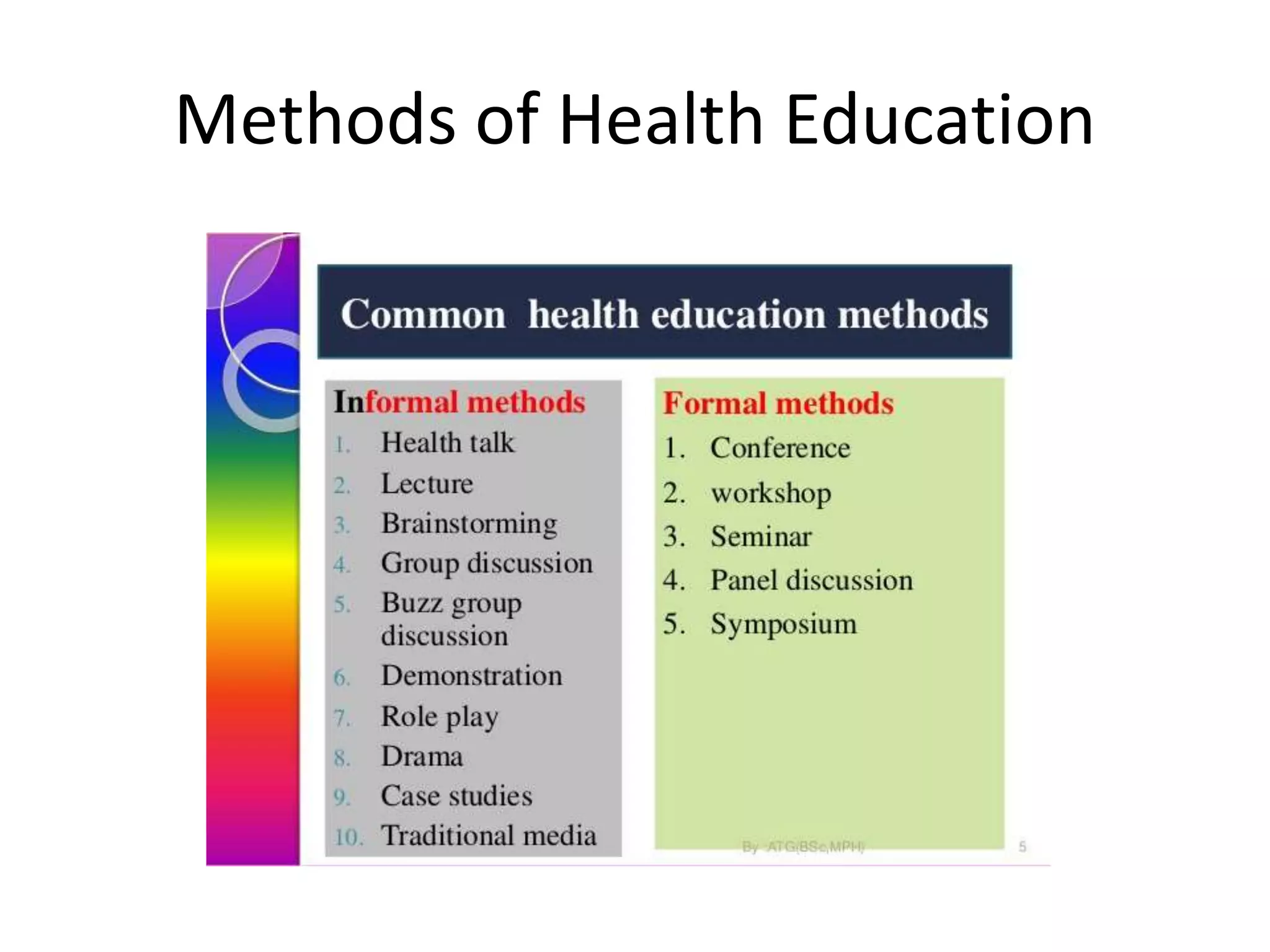 Methods and Models of Health Education | PPTX