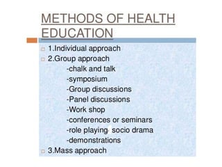 Methods and Models of Health Education | PPTX
