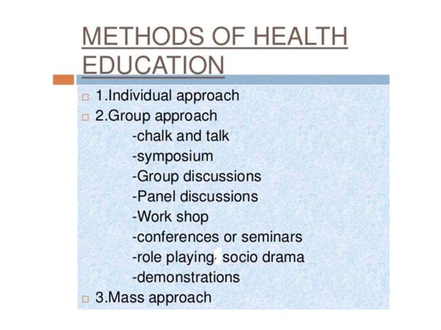 Methods and Models of Health Education | PPTX