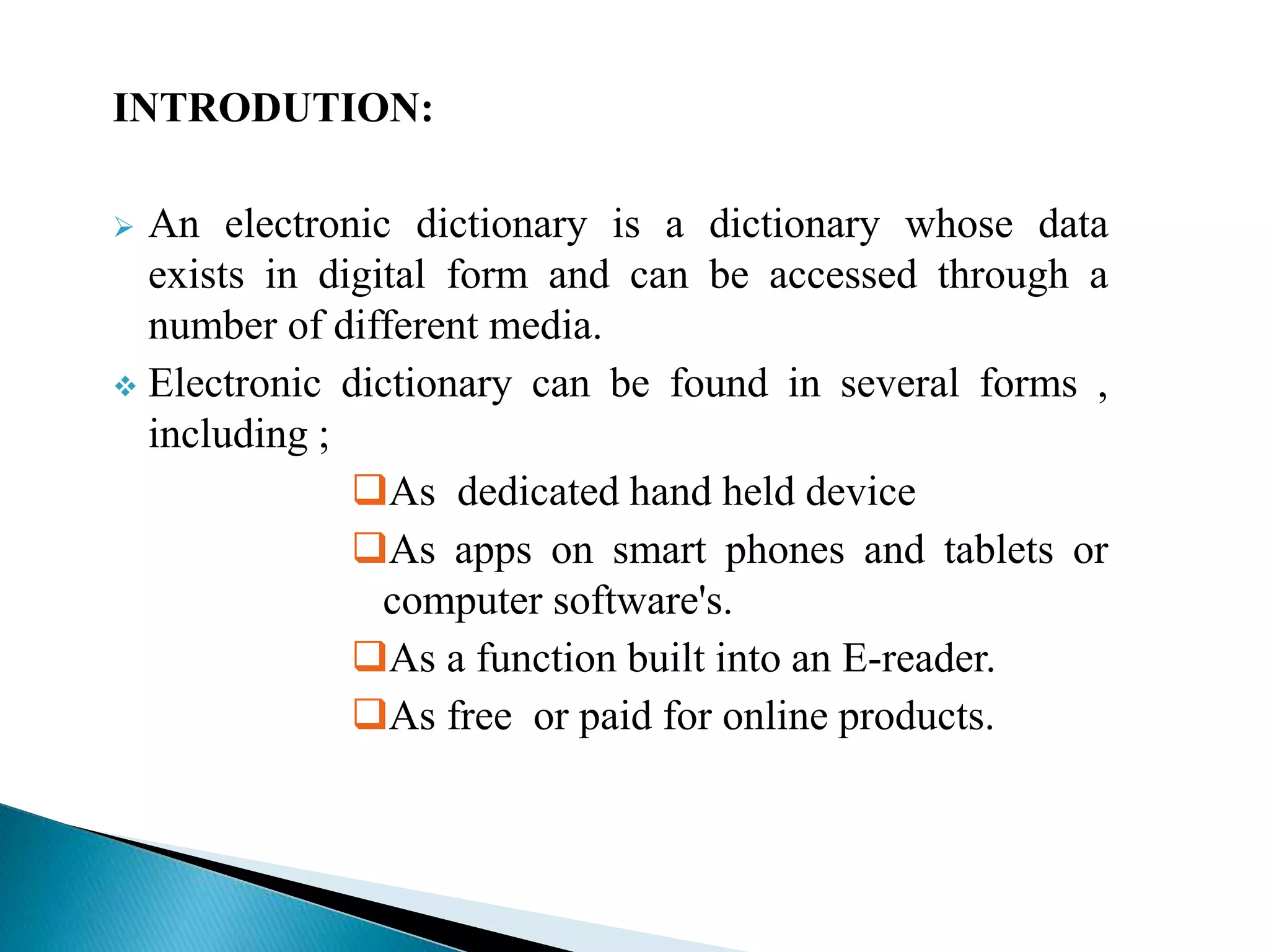 Methods and steps of creating electronic dictionary | PPTX