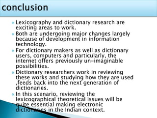 Methods and steps of creating electronic dictionary | PPTX
