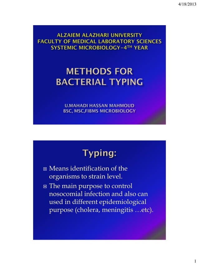 Methods for bacterial typing | PDF | Infectious Diseases | Diseases and Conditions