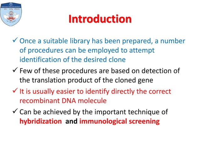 Methods for clone identification | PPTX | Chemistry | Science