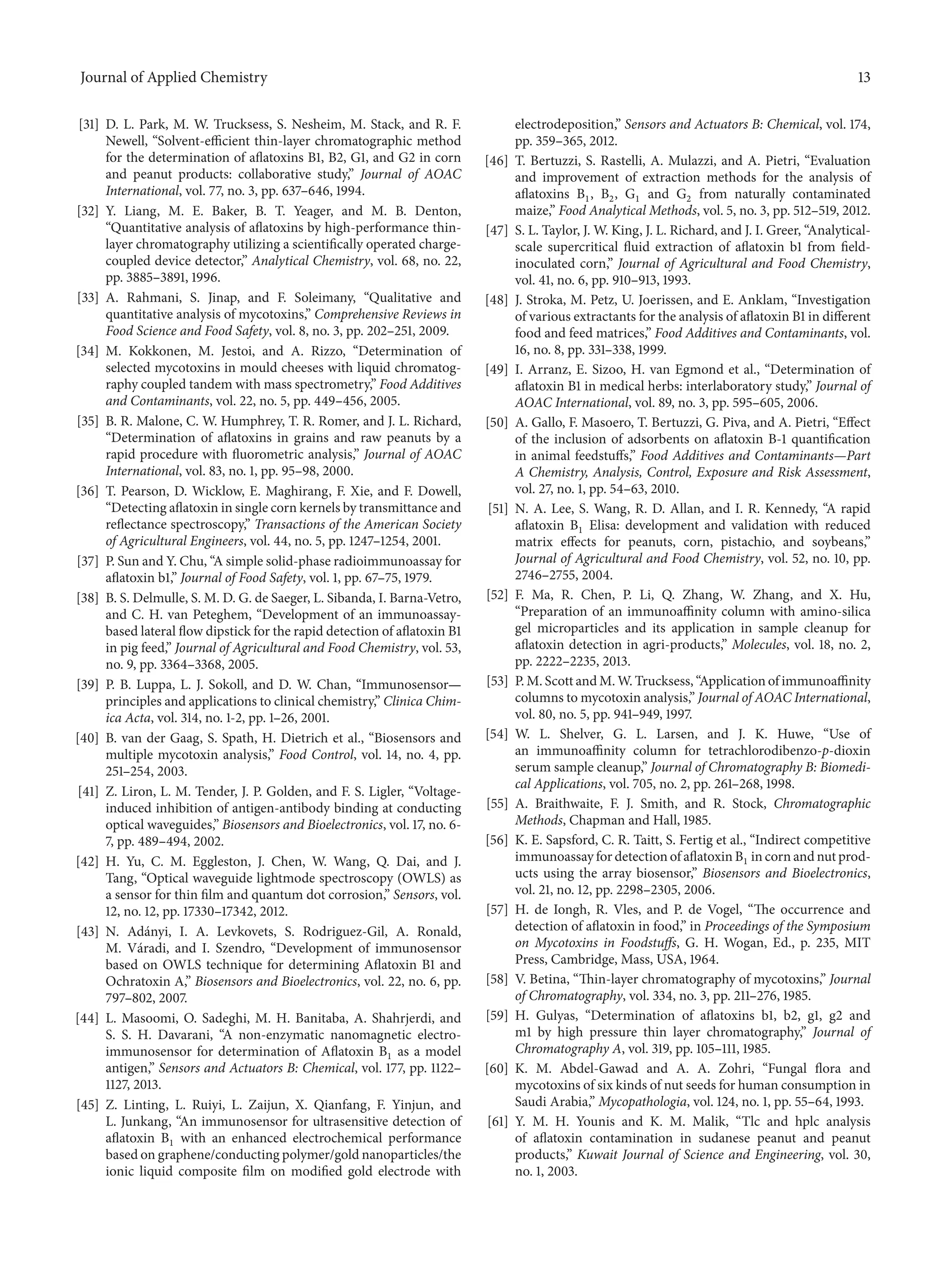 Methods for detection of aflatoxins in agricultural food crops | PDF | Chemistry | Science