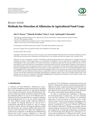 Methods for detection of aflatoxins in agricultural food crops | PDF | Chemistry | Science