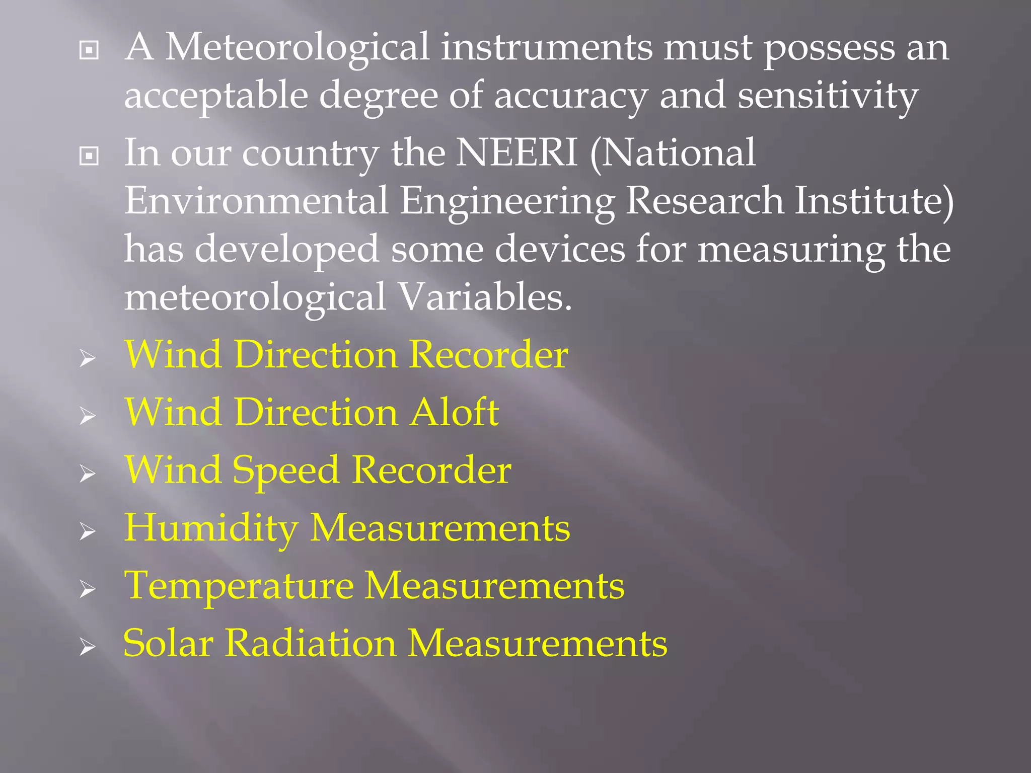 Methods for measurements of meteorological variables | PPTX