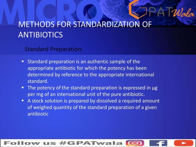 Methods for standardization of antibiotics | PPTX | Chemistry | Science