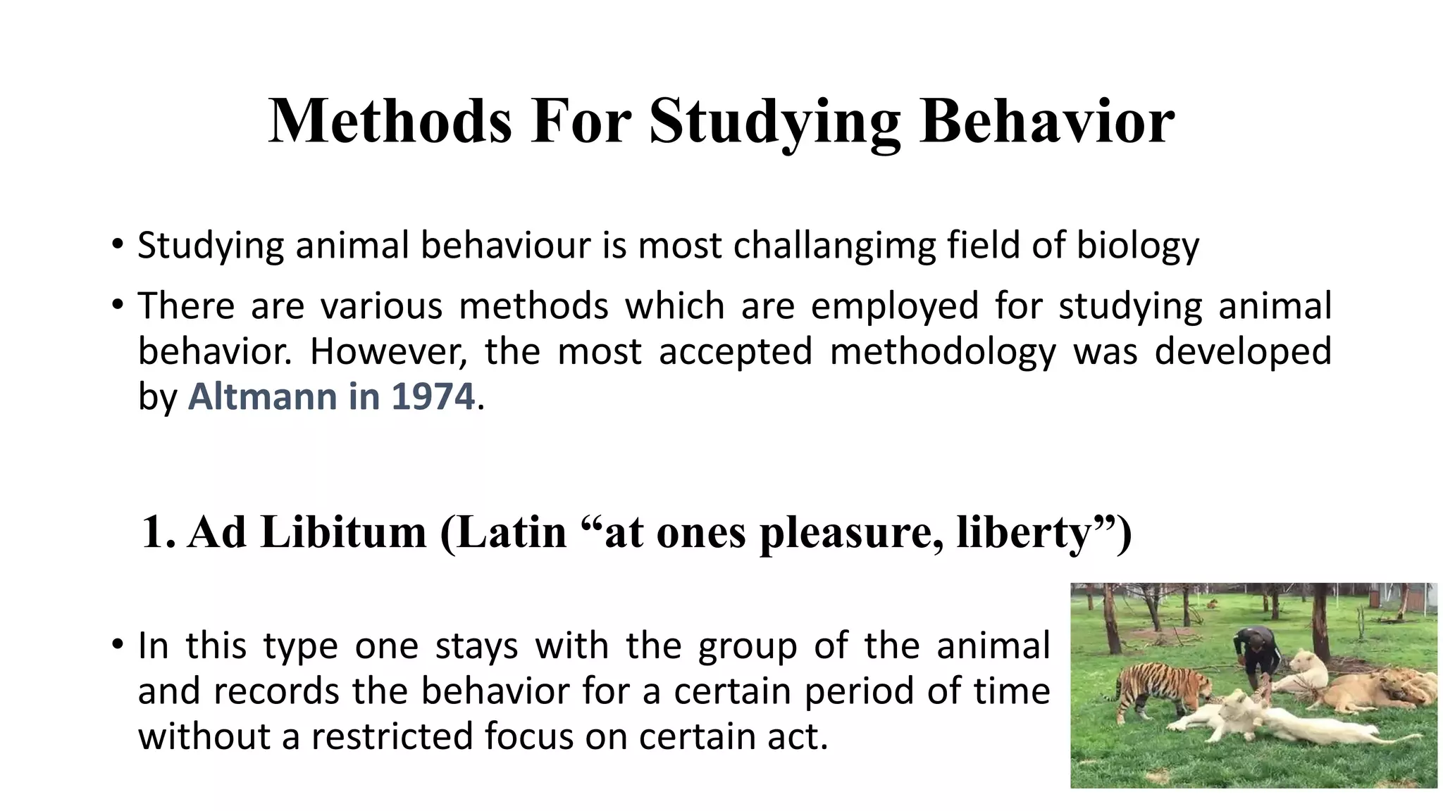 Methods for studying behaviour | PPTX