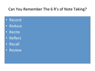 Methods for taking notes.2 | PPT