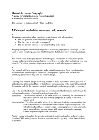 Methods in human_geography | DOC | Educational Assessment | Education