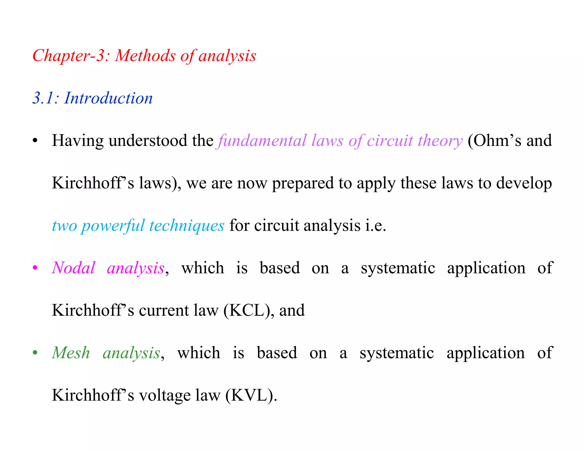 Methods of analysis linear circuit analysis | PDF
