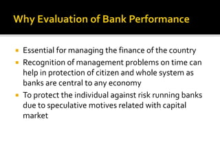 Methods of Bank Performance Evaluation | PPT