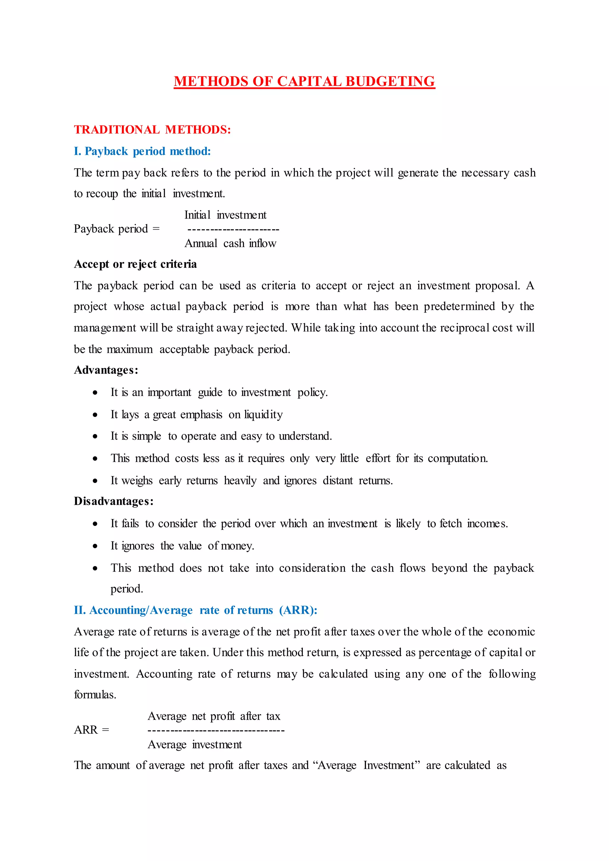 Methods of Capital Budgeting | PDF