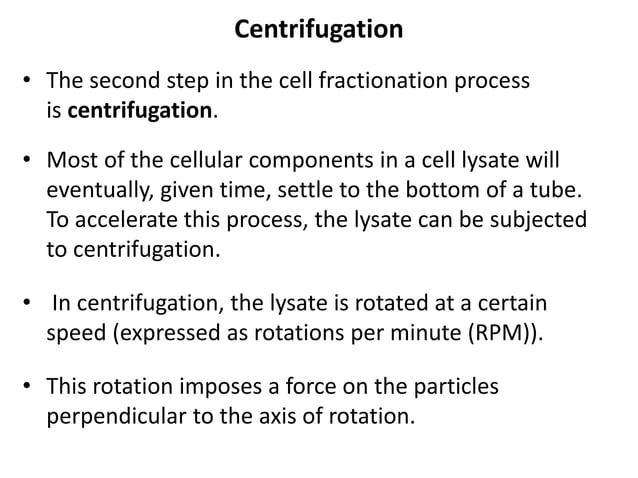 METHODS OF CELL FRACTIONATION.pptx | Biological Sciences | Science