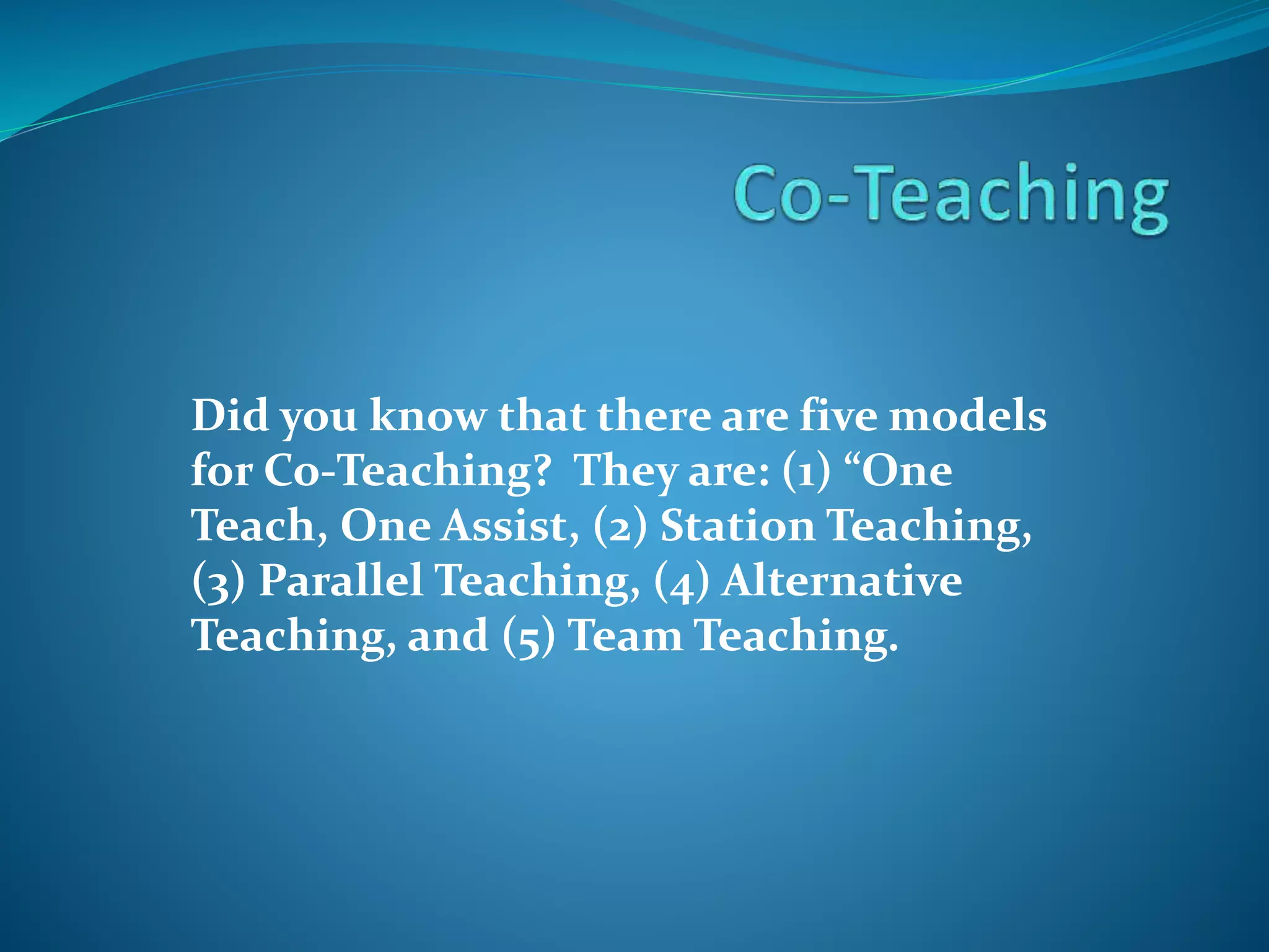 Inside Inclusion: Methods of Co-Teaching | PPTX