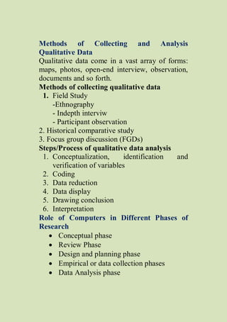 Methods of collecting and analysis qualitative data | PDF