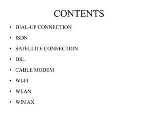 Methods of connecting internet | PPTX