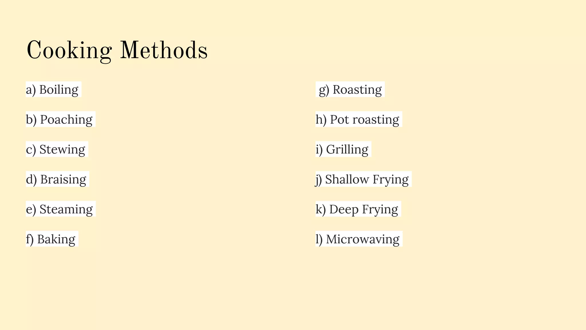 Methods of cooking food | PPTX