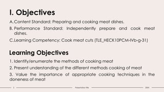 Methods of Cooking Meat - TLE Cookery Lesson | PPTX