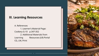 Methods of Cooking Meat - TLE Cookery Lesson | PPTX