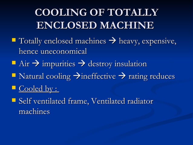 Methods Of Cooling Of Rotating Electrical Machines