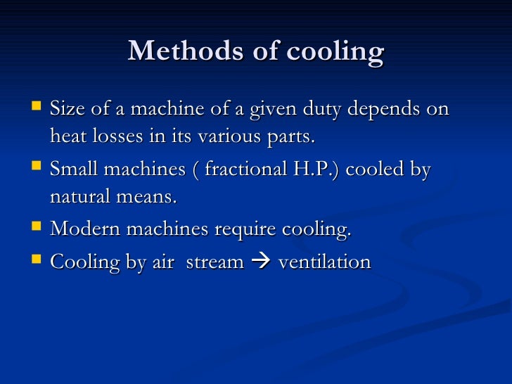 Methods Of Cooling Of Rotating Electrical Machines
