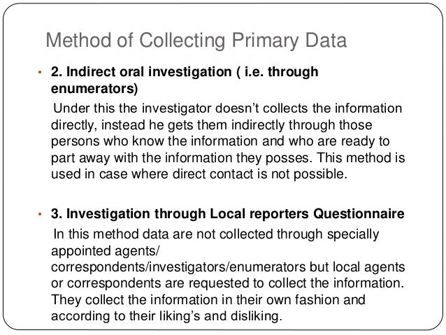 Methods of data collection