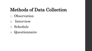 Methods of Data Collection, Sampling Techniques and Methods in ...