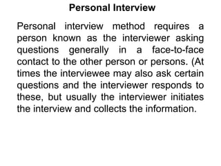 Methods of Data Collection - Primary, Secondary | PPTX