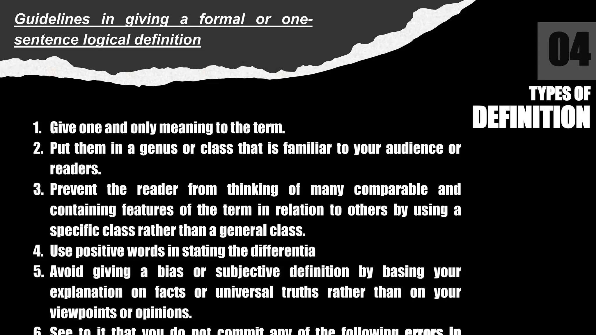 Definition purposes to know the real meaning of definition | PPT