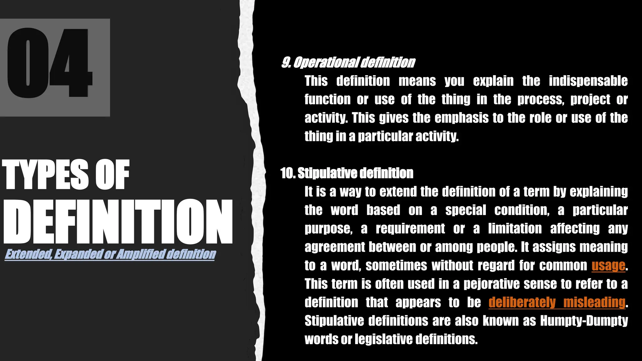 Definition purposes to know the real meaning of definition | PPT