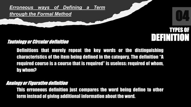 Definition purposes to know the real meaning of definition | PPT