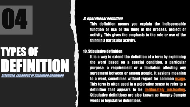 Definition purposes to know the real meaning of definition | PPT