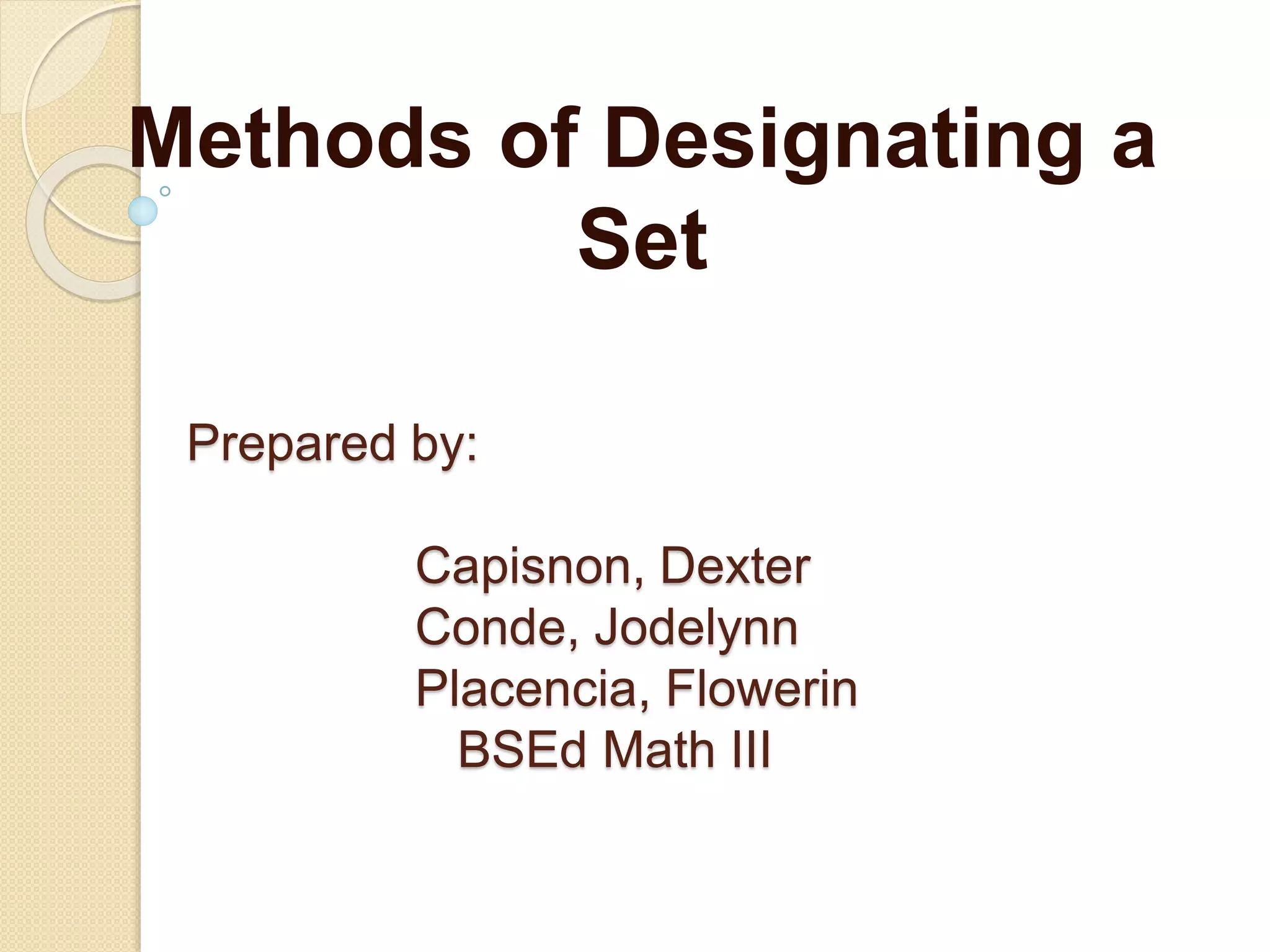 Methods of Designating a Set | PPTX