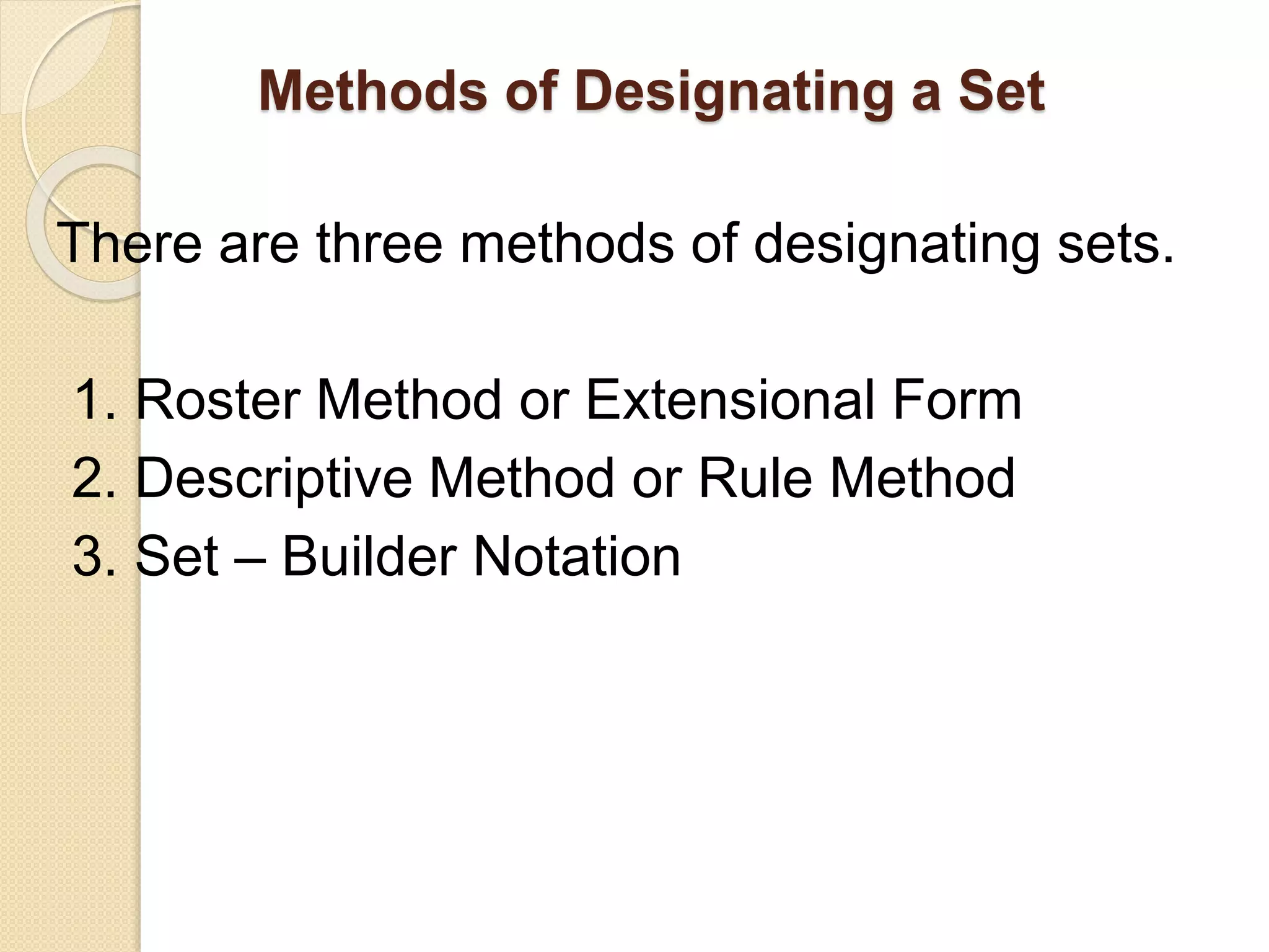 Methods of Designating a Set | PPTX