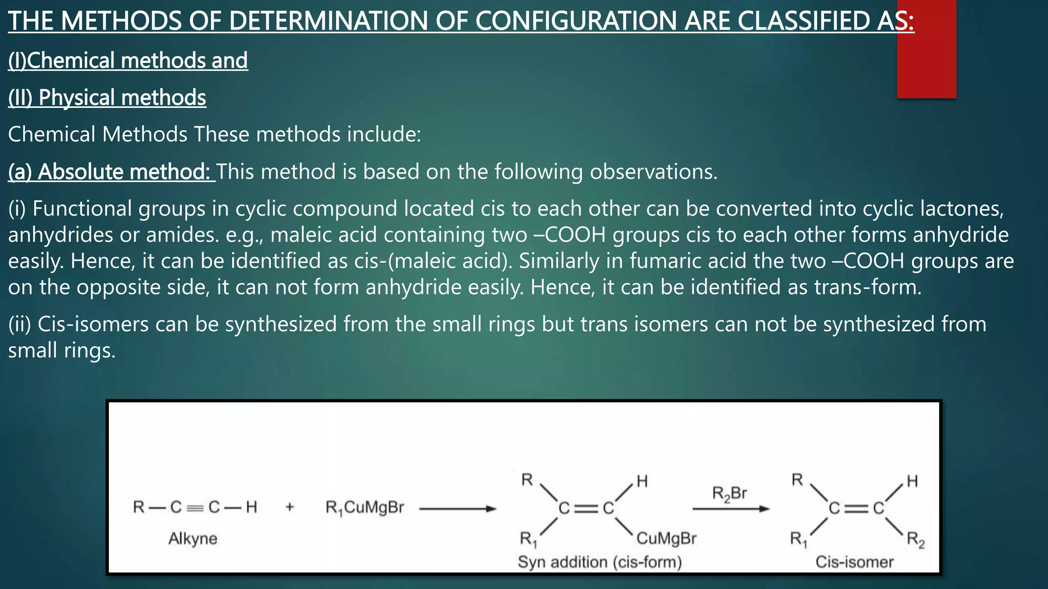 METHODS OF DETERMINATION OF CONFIGURATION OF GEOMETRICAL ISOMERS.pptx ...