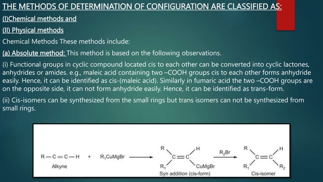 METHODS OF DETERMINATION OF CONFIGURATION OF GEOMETRICAL ISOMERS.pptx ...