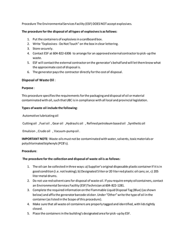 Methods for disposal of laboratory waste | DOCX | Chemistry | Science